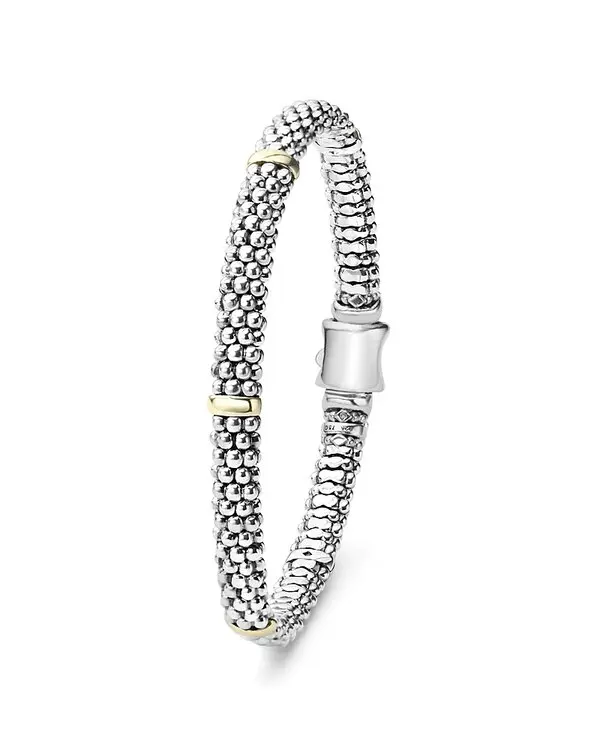 Lagos 18k Yellow Gold And Sterling Silver Petite Oval Rope Bracelet - Silver/gold