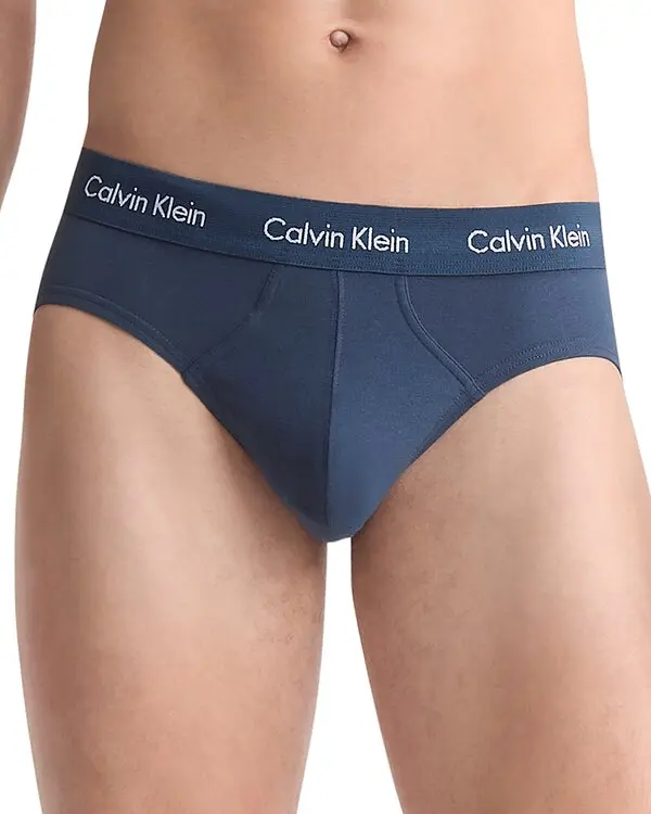 Calvin Klein Cotton Stretch Moisture Wicking Hip Briefs, Pack Of 3 - Convoy/juneberry/navy Stone
