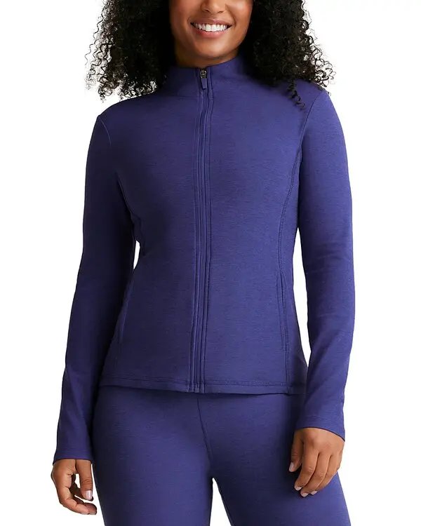 Beyond Yoga On The Go Mock Neck Jacket - Eternal Blue Heather