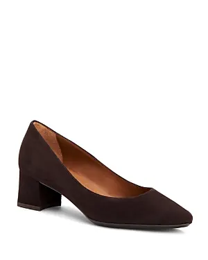 Aquatalia Pasha Weatherproof Block-Heel Pumps In Espresso Suede