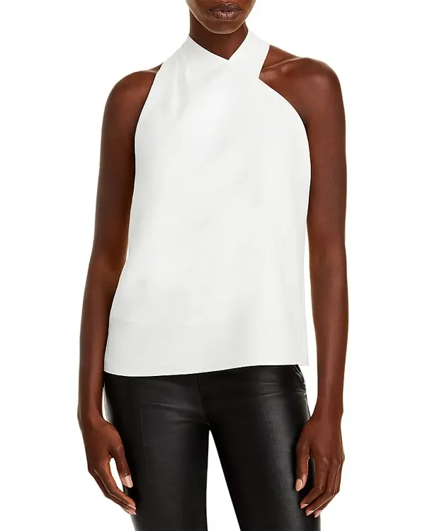 MILLY Preston Cady Asymmetric Halter Top - Ecru
