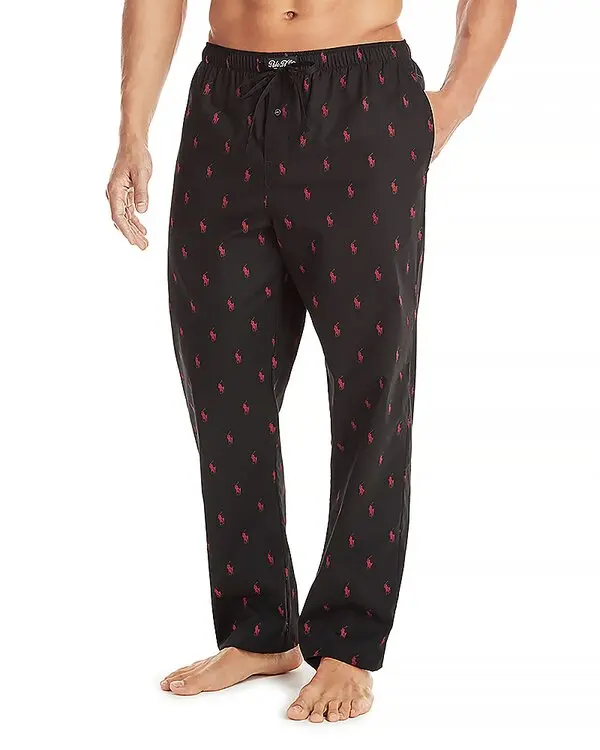 Ralph Lauren Allover Pony Print Pajama Pants - Black