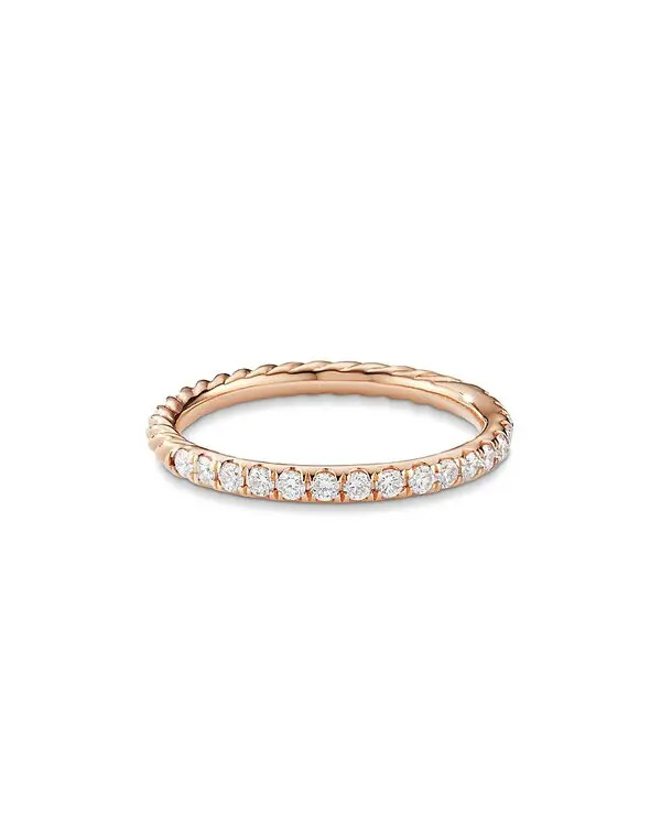 David Yurman Cable Pave Band Ring - White/rose Gold