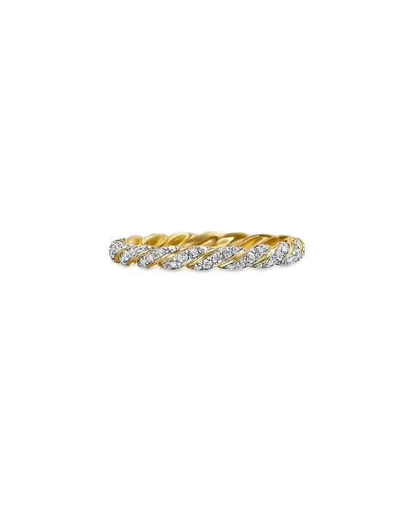 David Yurman Paveflex Ring In 18k Gold With Diamonds - White/gold