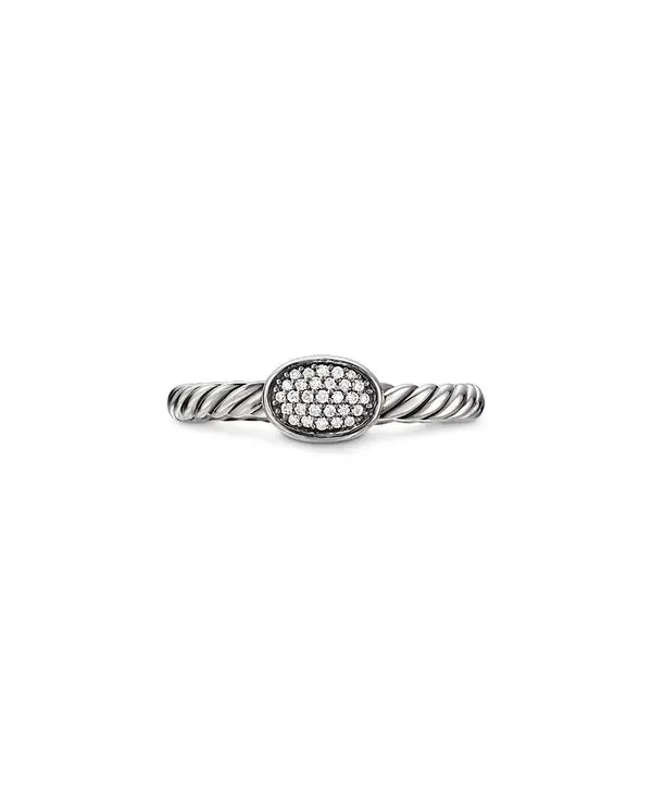 David Yurman Petite Pave Oval Diamond Ring - Silver