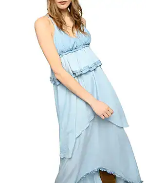 Pinko Agatha Cross Back Strap Tiered Ruffle Dress In Cielo - 30% Off |  Editorialist