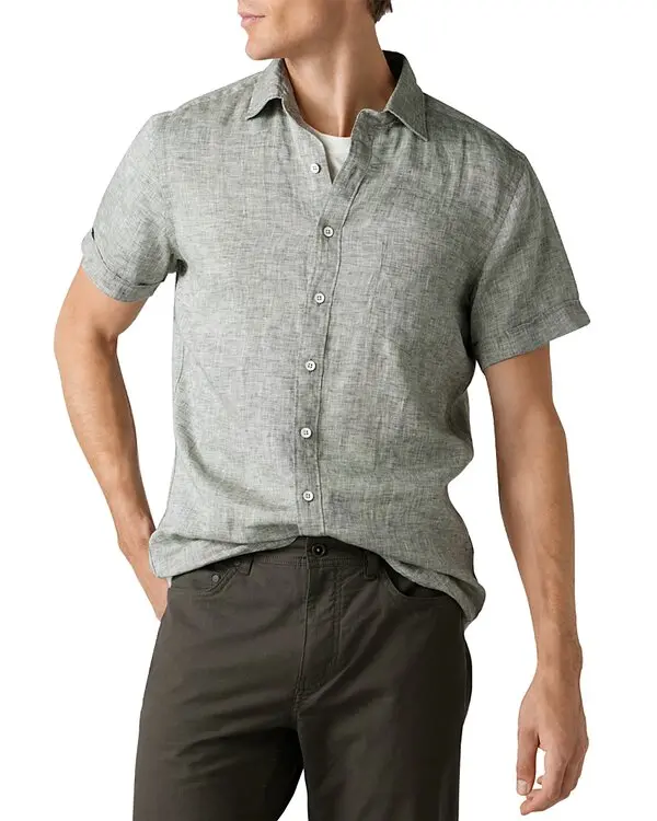 Rodd & Gunn Ellerslie Linen Textured Classic Fit Button-up Shirt - Sage