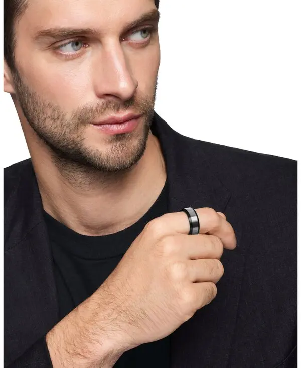David Yurman Titanium Beveled Band Mm - Black/gray