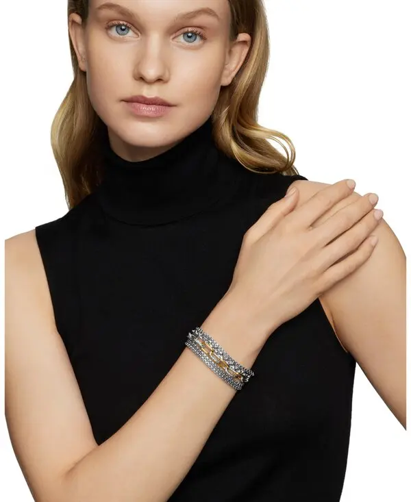 David Yurman Sterling Silver And 18k Yellow Gold Chain Bracelet - Gold/silver