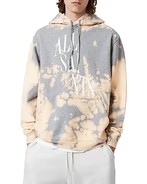 Allsaints Merger Cotton Logo Print Tie Dyed Relaxed Fit Hoodie In