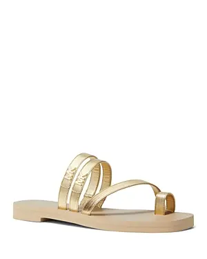 Michael Kors Stephanie Toe Ring Sandals In Gold 55% Off