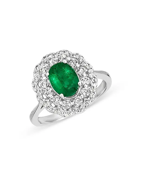 Bloomingdale'S Emerald And Diamond Ring In 14k White Gold