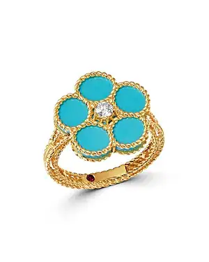 Roberto Coin 18k Yellow Gold Daisy Diamond & Turquoise 100% Exclusive ...