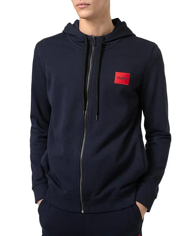 Hugo Boss Daple French Terry Zip Front Hoodie - Dark Blue