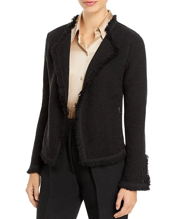 NIC+ZOE Fringe Knit Jacket - Black Onyx