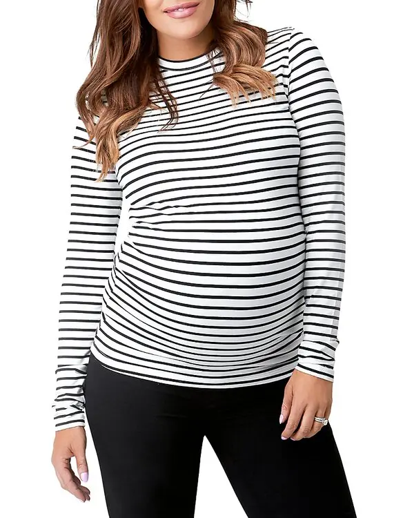 NOM MATERNITY Liv Long Sleeve Tee - White/black Stripe