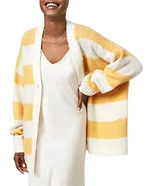 All Saints Lou Striped Cardigan In Chalk White 44% Off