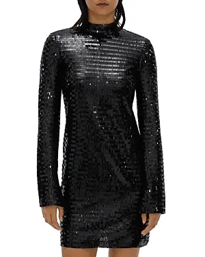 helmut lang sequin dress Helmut Lang Women's Sequin Disco Mini Dress - Silver