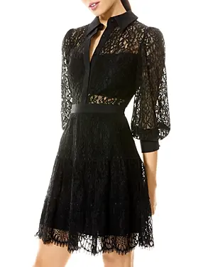 Alice + Olivia Anaya Collared Lace Mini Dress In Black - 70% Off |  Editorialist