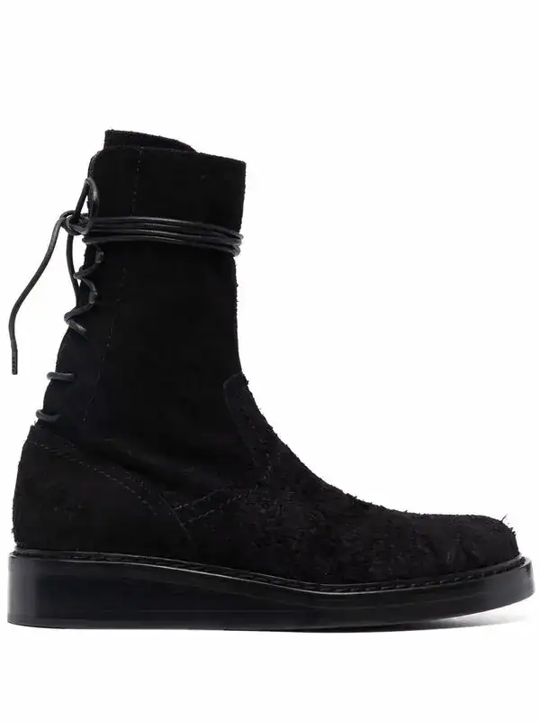 Ann Demeulemeester Victor Suede-Effect Lace-Detail Boots - Black