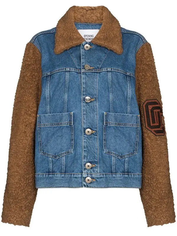 Opening Ceremony Teddy Sleeve Denim Jacket - Blue | Editorialist