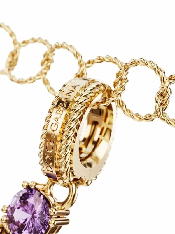 Dolce & Gabbana 18kt Yellow Gemstone Letter Pendant - Gold
