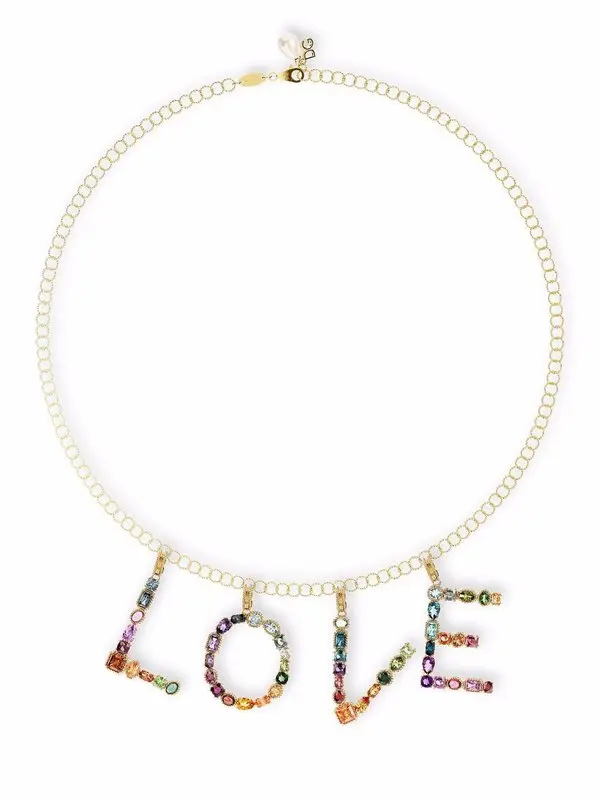 Dolce & Gabbana 18kt Yellow I Letter Gemstone Pendant - Gold