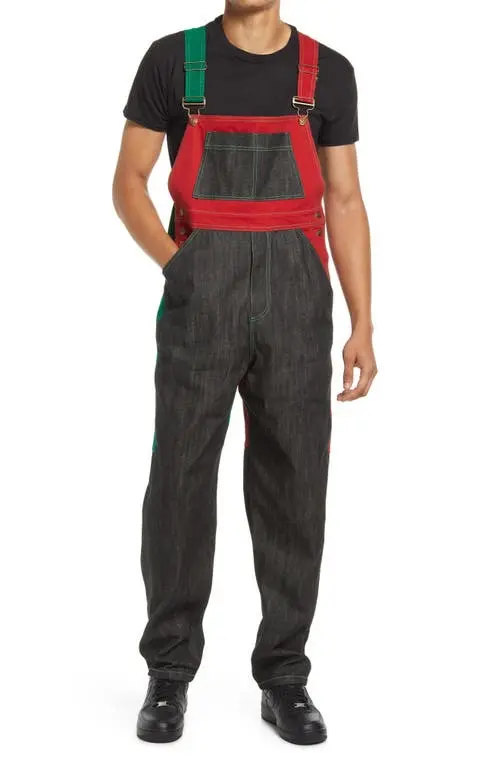 Buy CROSS COLOURS Gender Inclusive Colorblock Cotton Denim Overalls ...