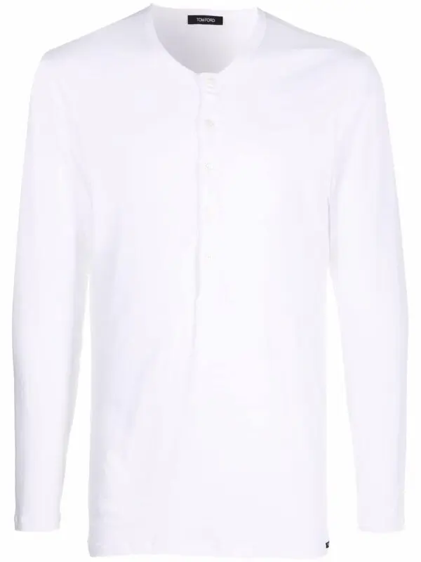 TOM FORD Round-neck Henley T-shirt - White