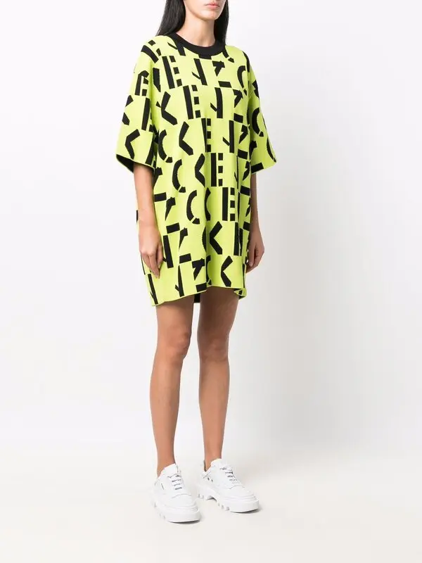 Kenzo Monogram-Patterned T-Shirt Dress - Green | Editorialist