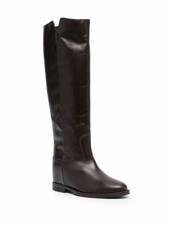 VIA ROMA 15 Cut-out Leather Knee-high Boots