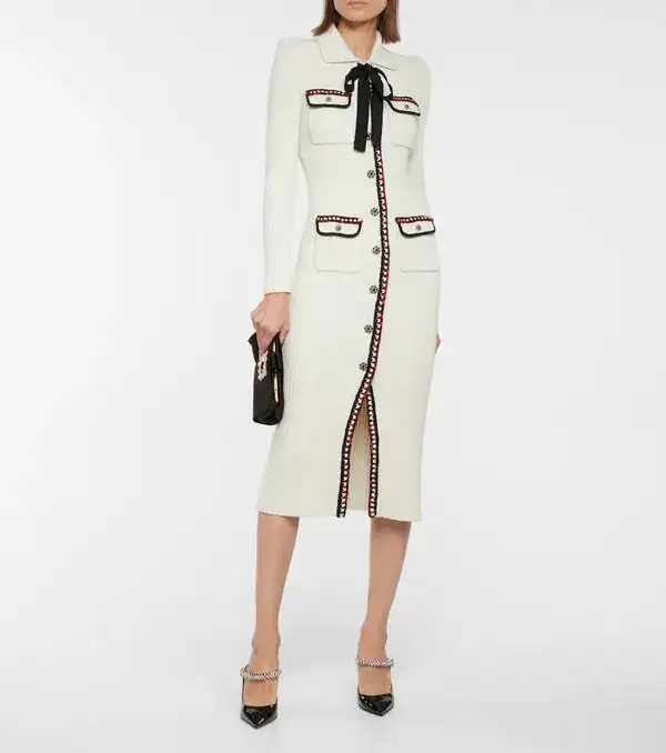 Self-Portrait Lurex Cotton-Blend Knit Midi Dress - Multicoloured |  Editorialist