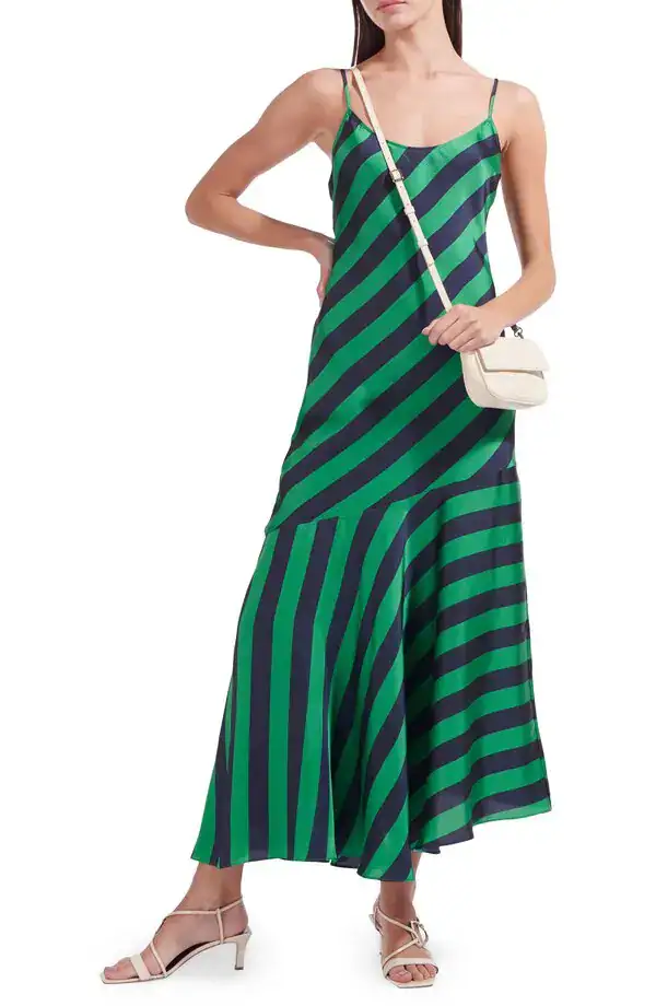Staud Shoreline Cabana Stripe Dress - Malachite Stripe | Editorialist
