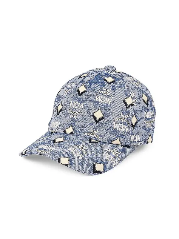 Mcm Vintage Jacquard Monogram Baseball Cap - Blue | Editorialist