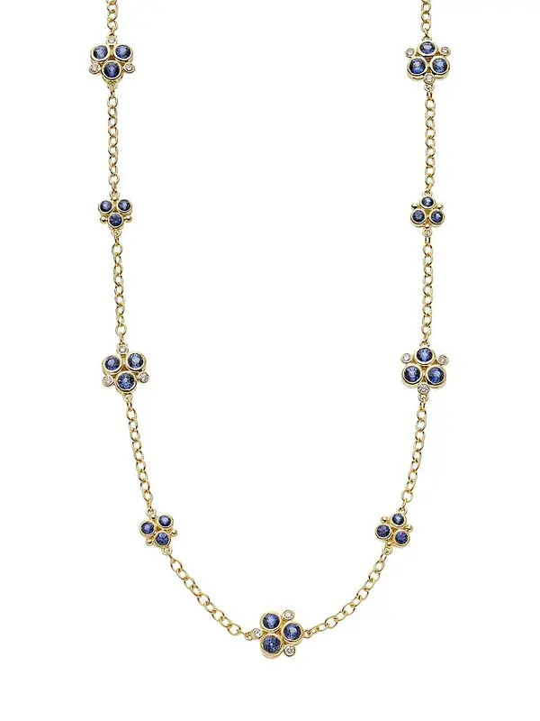 Temple St. Clair 18k Yellow Gold, Diamond & Blue Trio Necklace ...