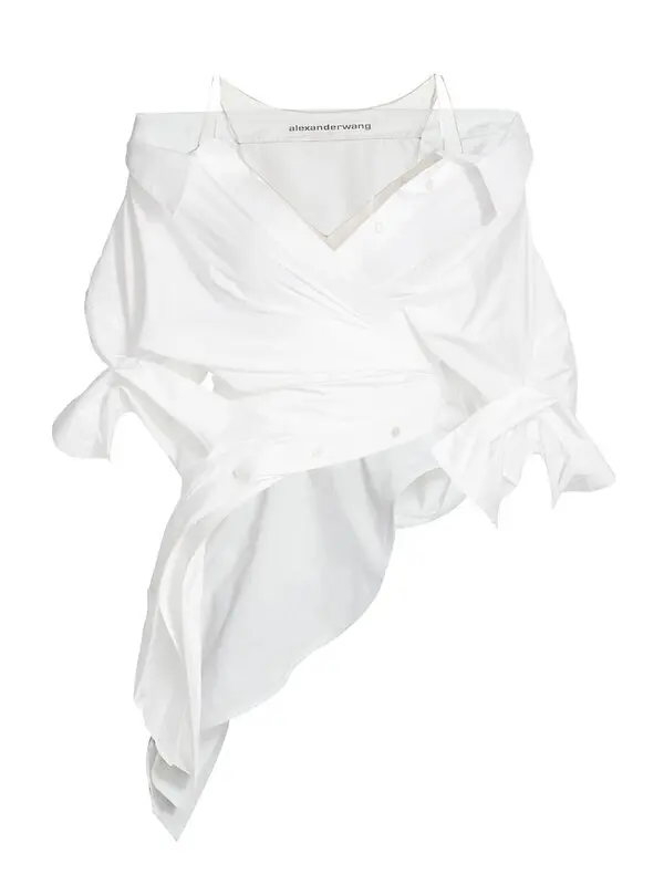 Alexander Wang Off-the-shoulder Ruched Shirt - White | Editorialist