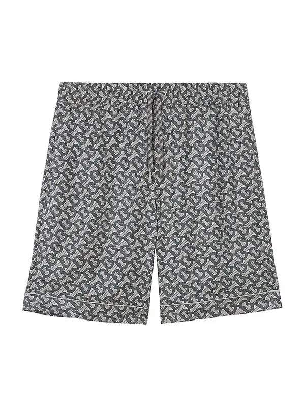 Burberry Merrick Monogram Silk Shorts - Grey | Editorialist