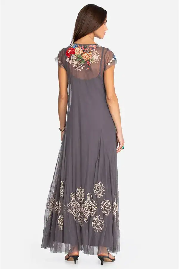 Johnny Was Hallie Mesh Dress - Silver | Editorialist