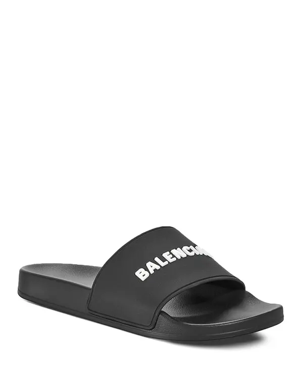 Balenciaga Pool Slide Sandals - Noir/blanc