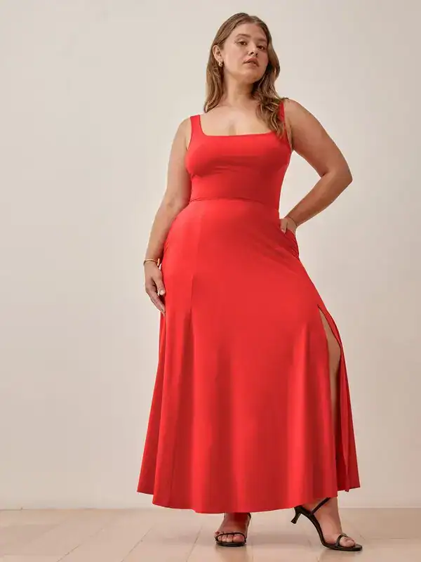 knitted cotton midi dress Red Stripe Cotton Knit Midi Dress – Ro&Zo main image 0