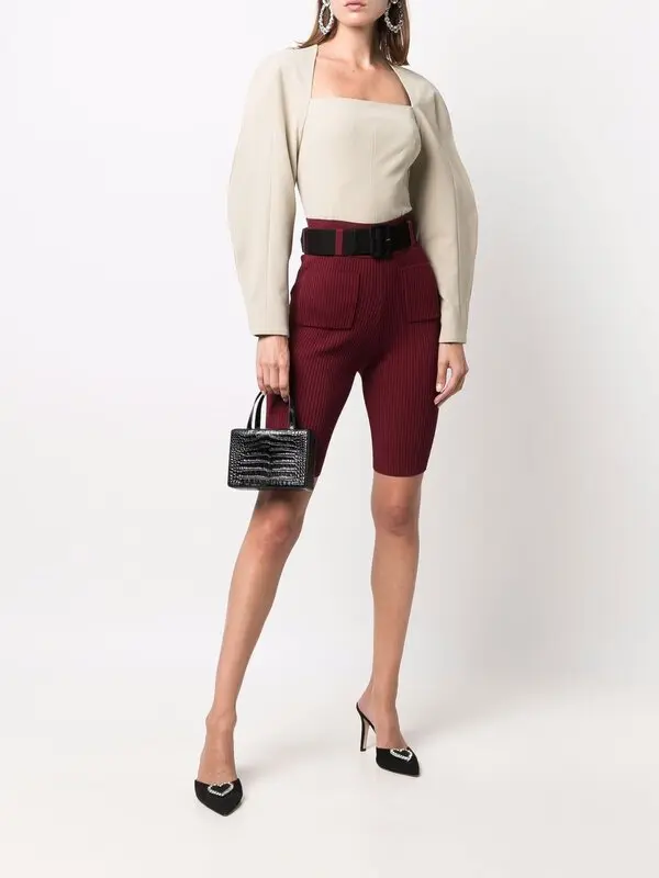 SELF-PORTRAIT Ribbed-knit Shorts