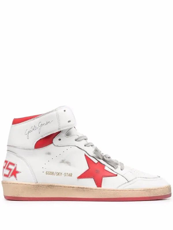 Golden Goose Sky-star High-top Lace-up Sneakers - White