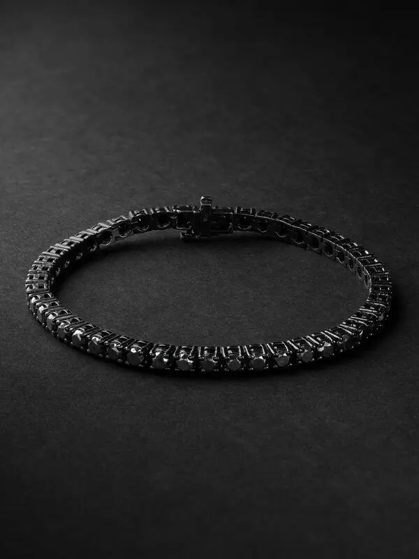 Shay Blackened Gold Diamond Tennis Bracelet - Black