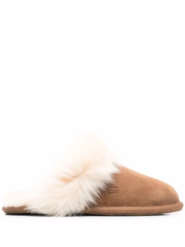 UGG Scuff Sis Fur-trimmed Slippers - Brown
