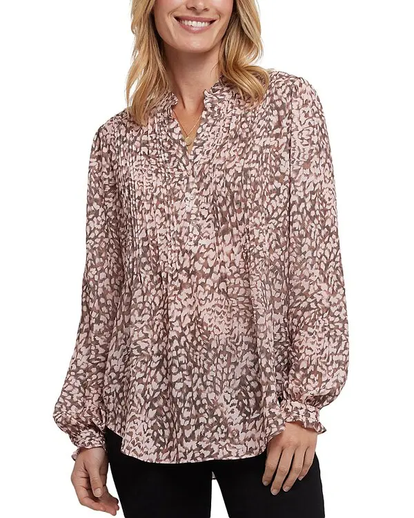 NYDJ Printed Pleated Shirt - Dec Ls Croix
