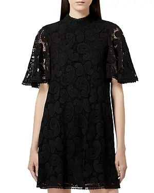 the kooples black lace dress Short dress in black plumetis lace and rhinestones Women