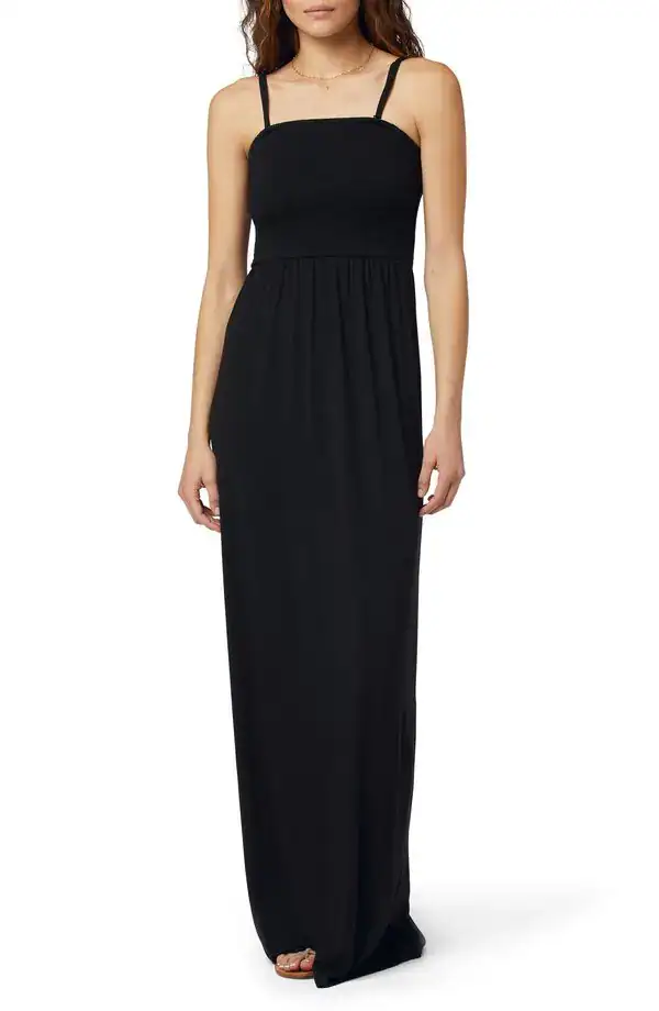 Favorite Daughter The Apartment Smocked Bodice Knit Maxi Dress - Black |  Editorialist