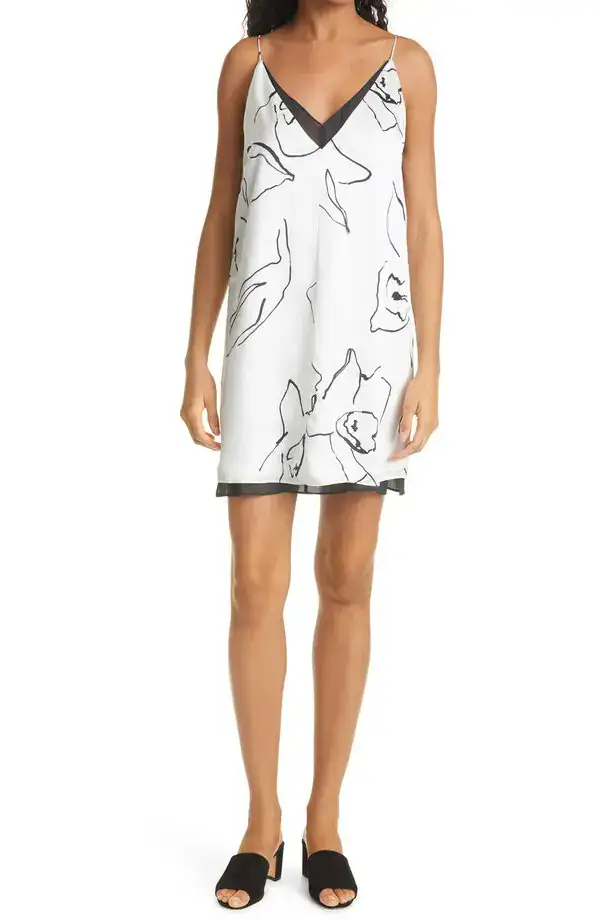 white christmas dresses Club Monaco Navy Blue and Pink Floral Print Silk Midi Dress