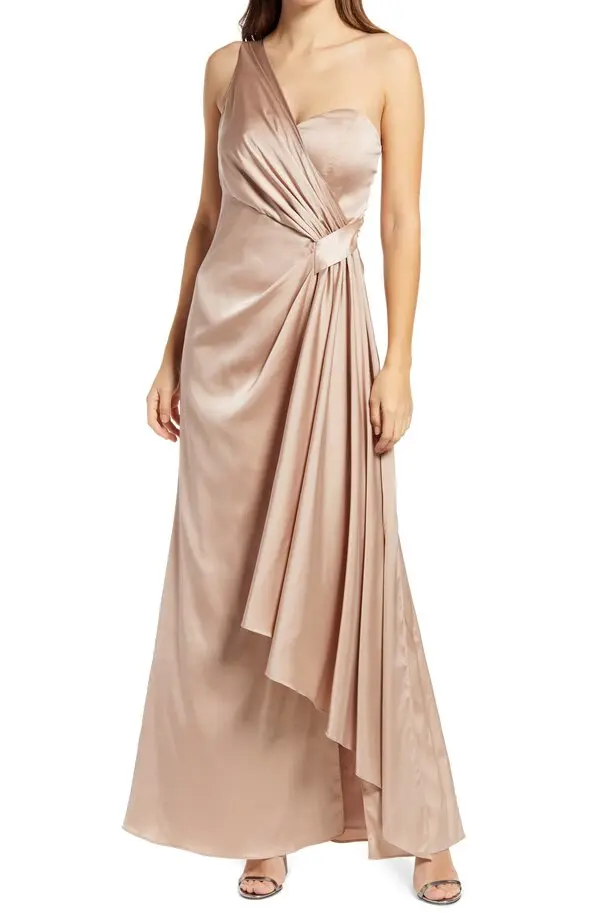 princess polly baby blue dress Blush Pink One-Shoulder Bridesmaid Dress with Split Front and Ruched Draped  Satin Fabric Floor-Length Gown from Dhgate Bridesmaid Dress main image 0