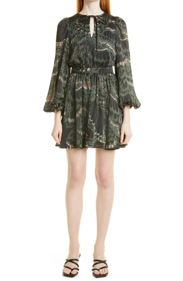 valentino long sleeve dress Valentino 1971 Black Velvet Snake Jewel Front Mini Long Sleeve Dress S